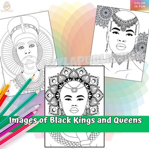 Black Kings and Queens Coloring Book Printable Colouring Pages Adult ...