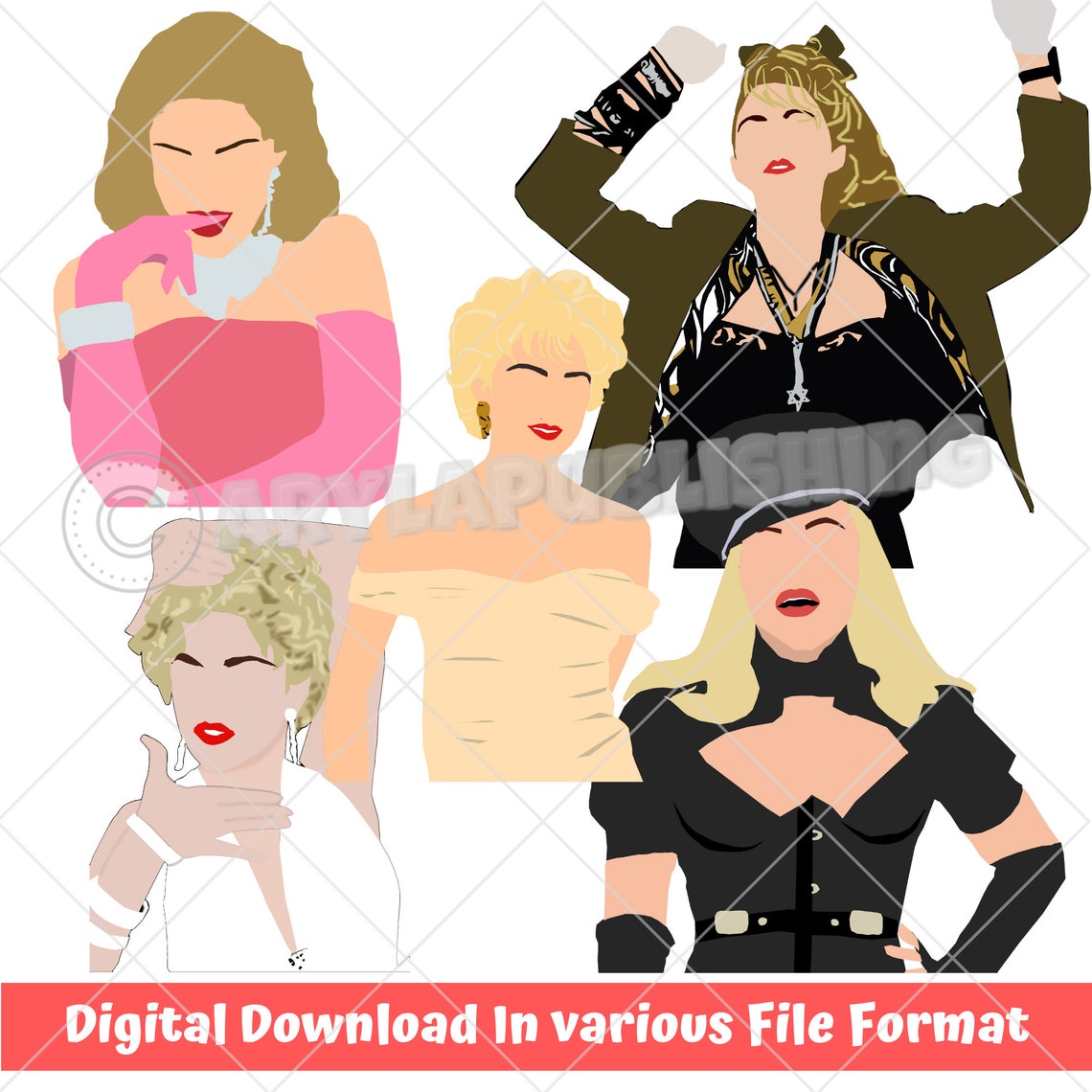 Madonna Inspired Printable Files Art SVG PNG Clipart Create Your Own ...