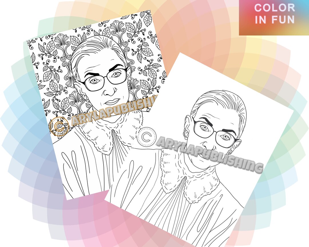 Ruth Bader Ginsburg RBG Coloring Page Printable Colouring Page - Etsy