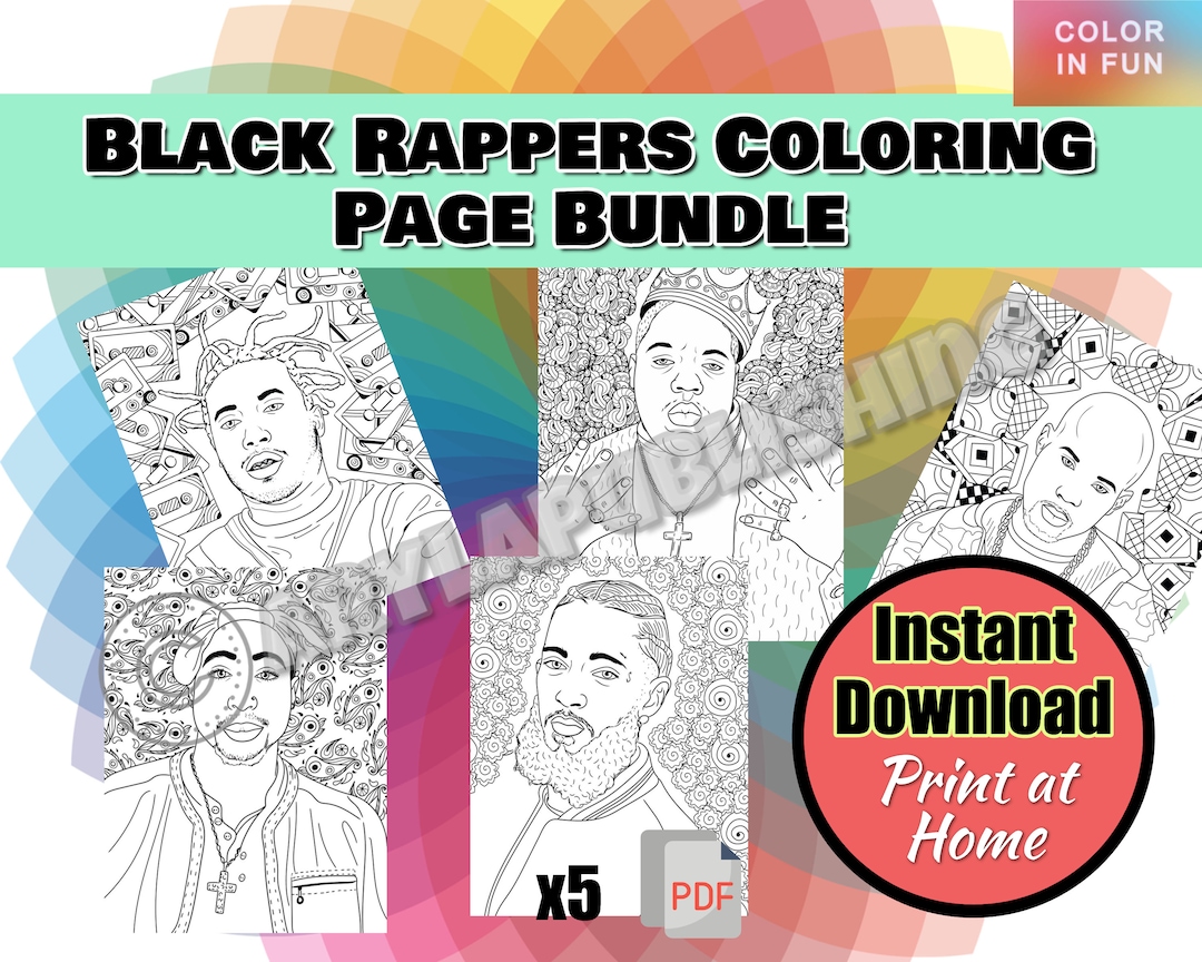 Black Rappers Coloring Page Printable Colouring Page Adult Color Sheet ...
