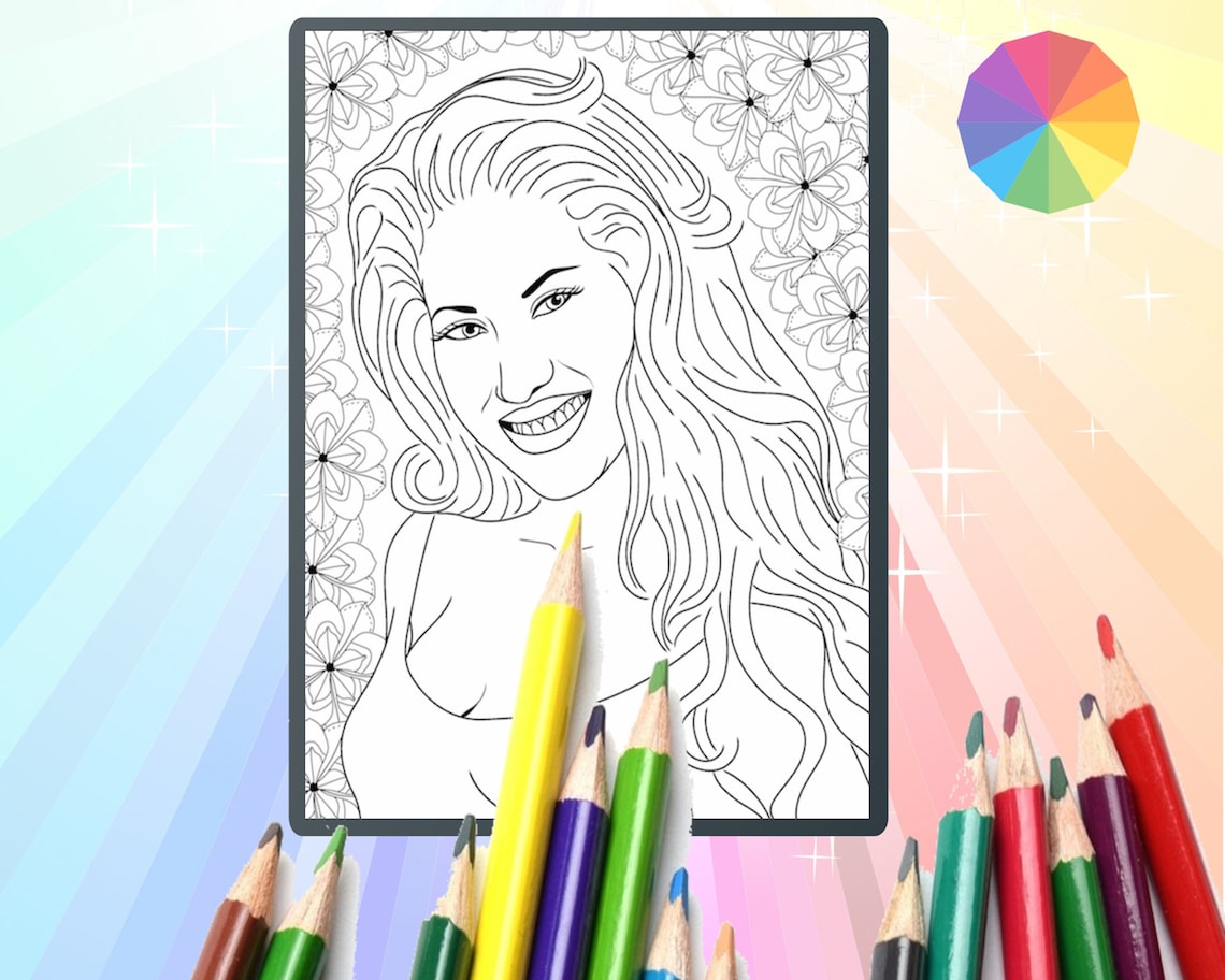 Selena Coloring Page Printable Colouring Page Adult Color Sheet Instant ...