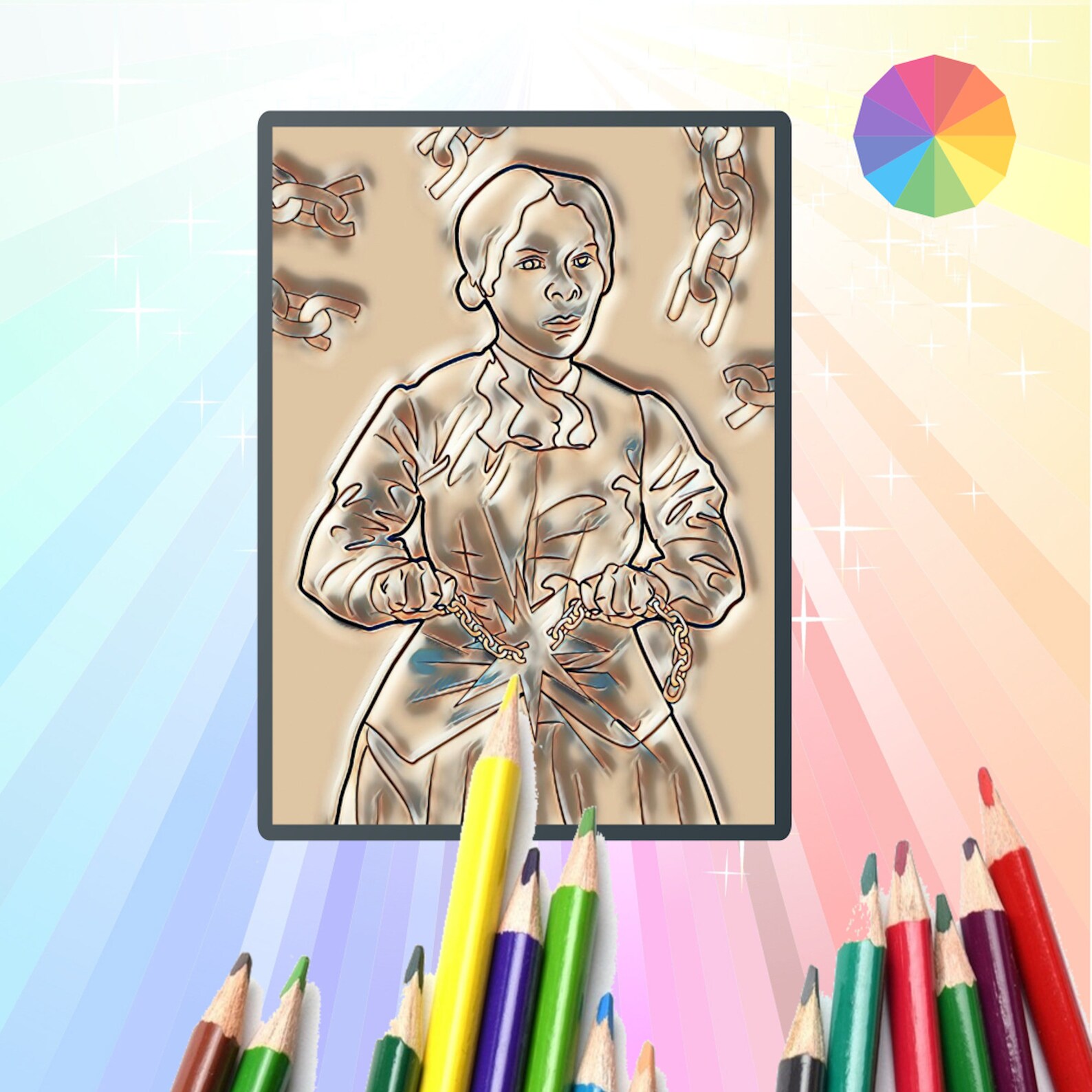 Harriet Tubman Coloring Page Printable Colouring Page Adult Color Sheet ...