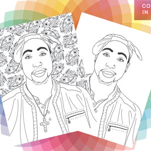 Tupac Shakur Rapper Coloring Page Printable Colouring Page Adult Color ...