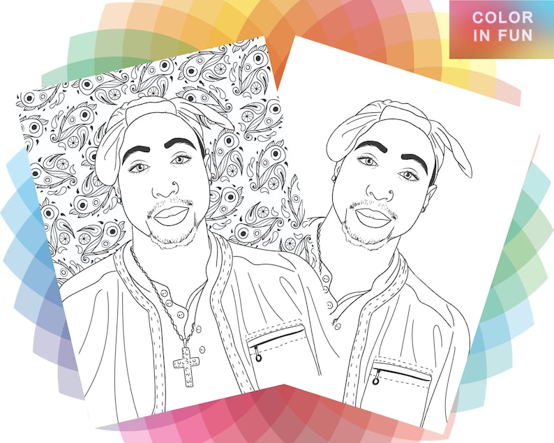 Tupac Shakur Rapper Coloring Page Printable Colouring Page Adult Color ...