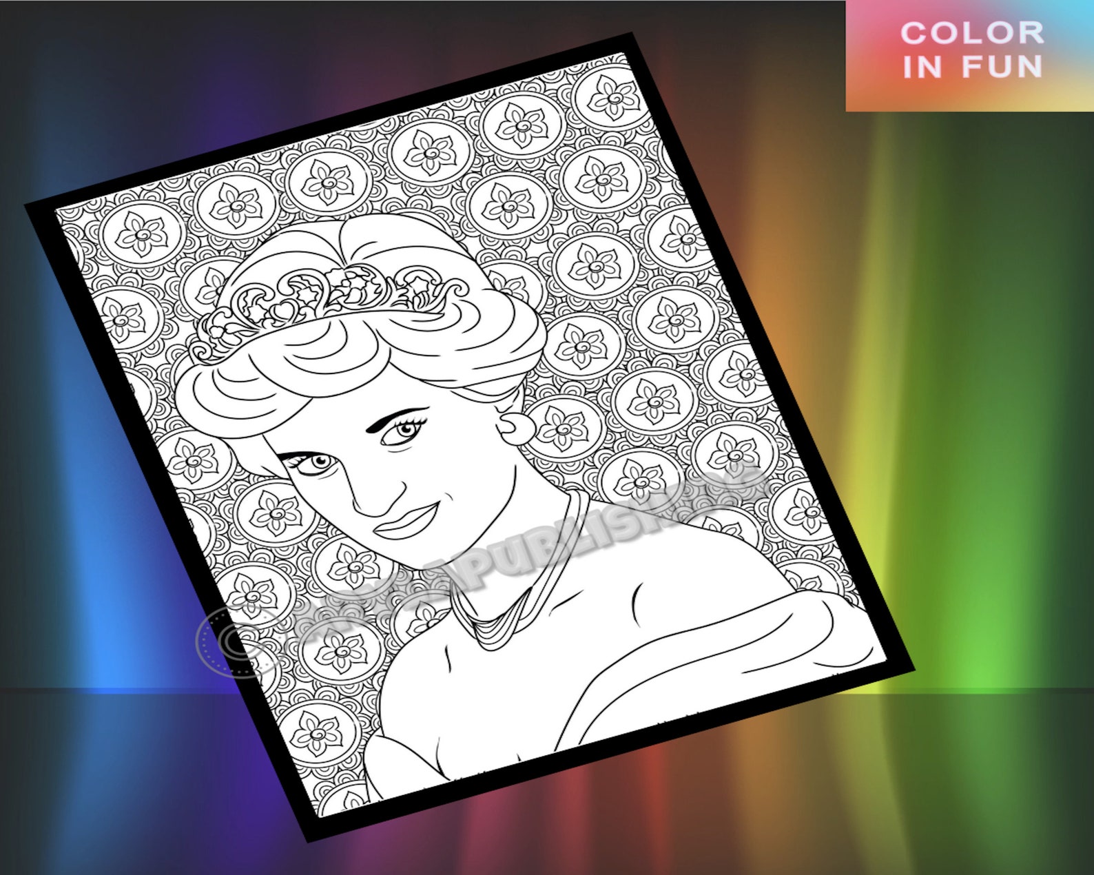 Princess Diana Coloring Page Printable Colouring Page Adult Color Sheet ...