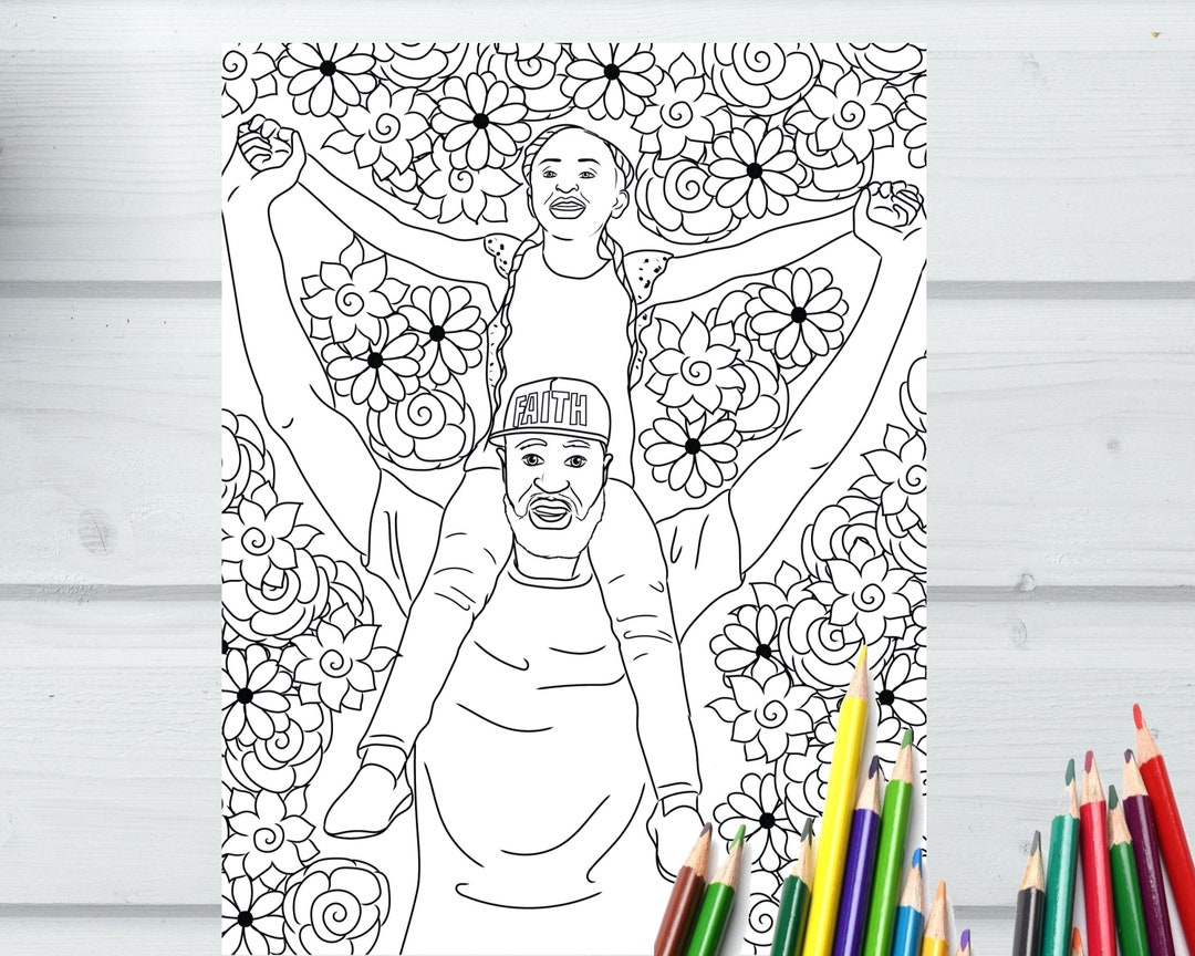 George Floyd and Daughter Coloring Page Printable Colouring Page Adult ...