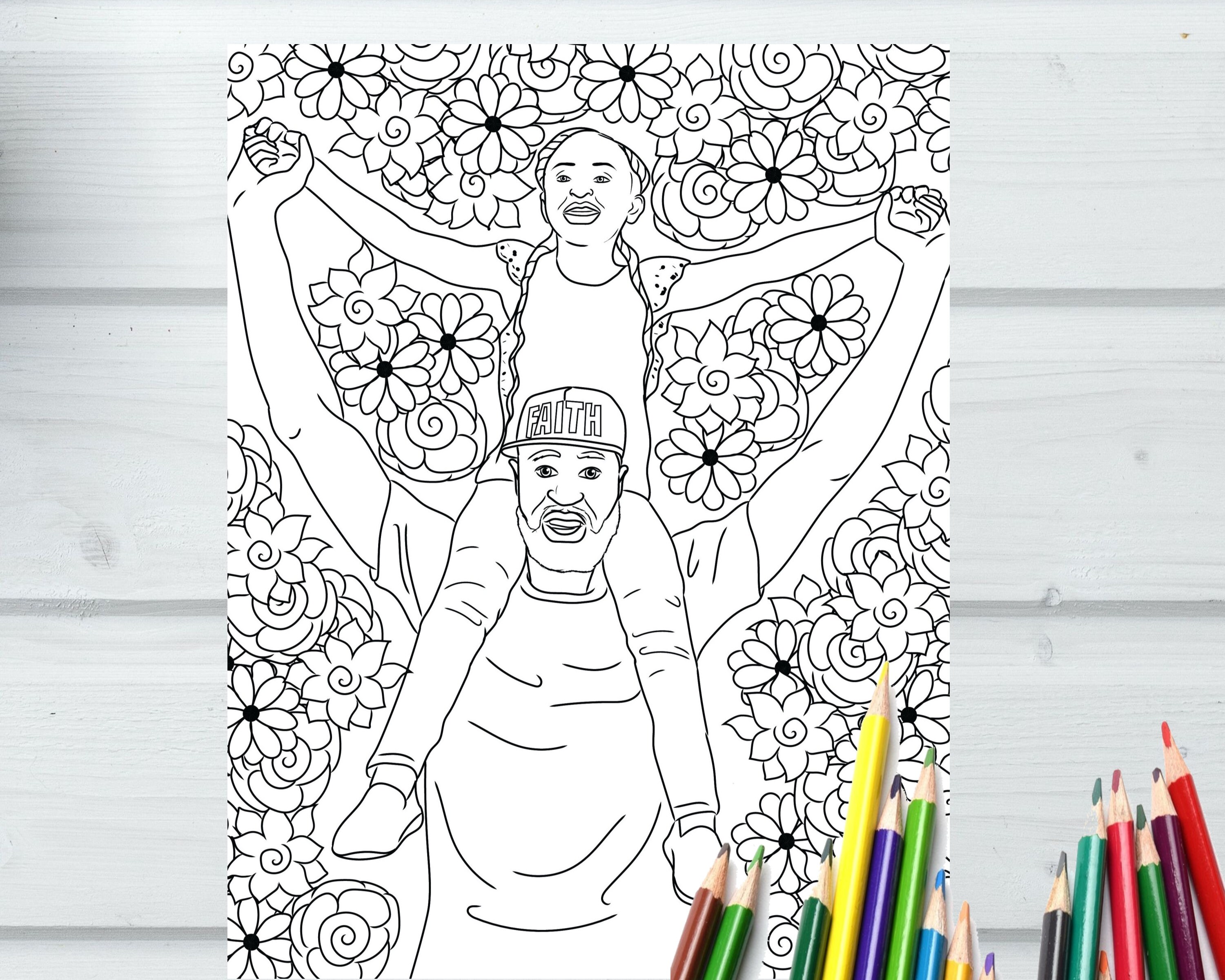 George Floyd and Daughter Coloring Page Printable Colouring - Etsy ...