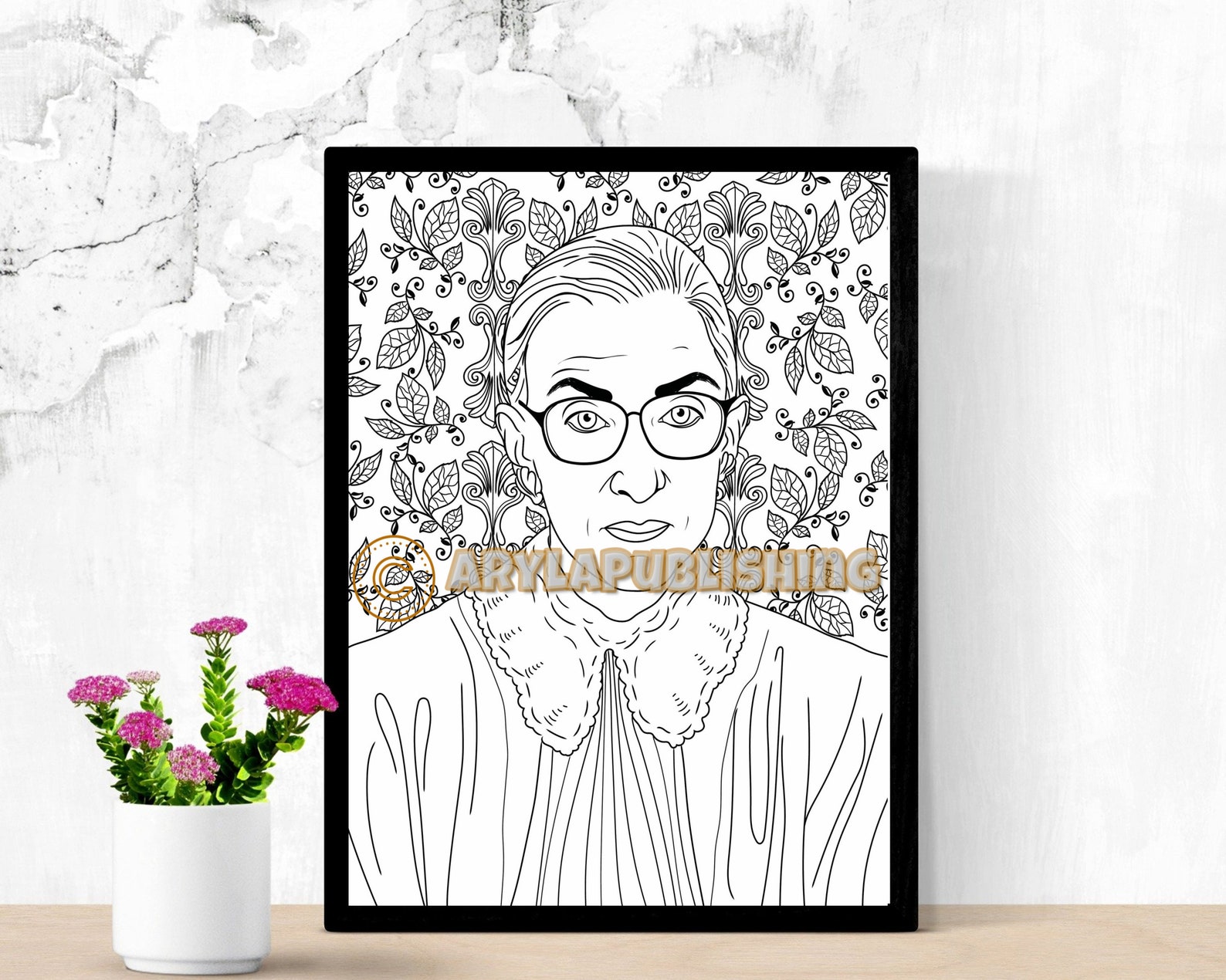 Ruth Bader Ginsburg RBG Coloring Page Printable Colouring Page Adult ...