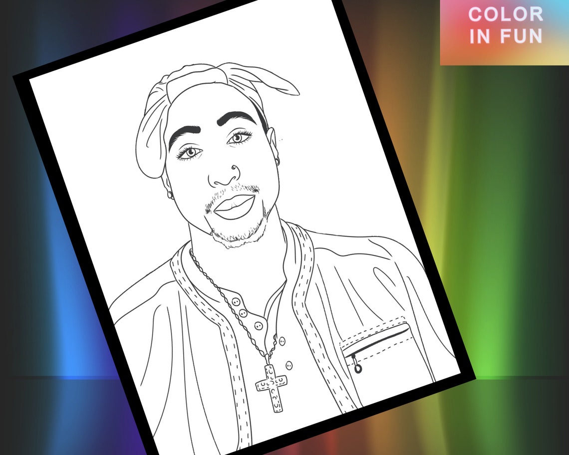 Tupac Shakur Rapper Coloring Page Printable Colouring Page Adult Color ...