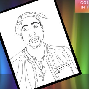 Tupac Shakur Rapper Coloring Page Printable Colouring Page Adult Color ...