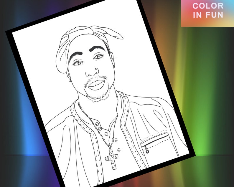 Tupac Shakur Rapper Coloring Page Printable Colouring Page Adult Color ...