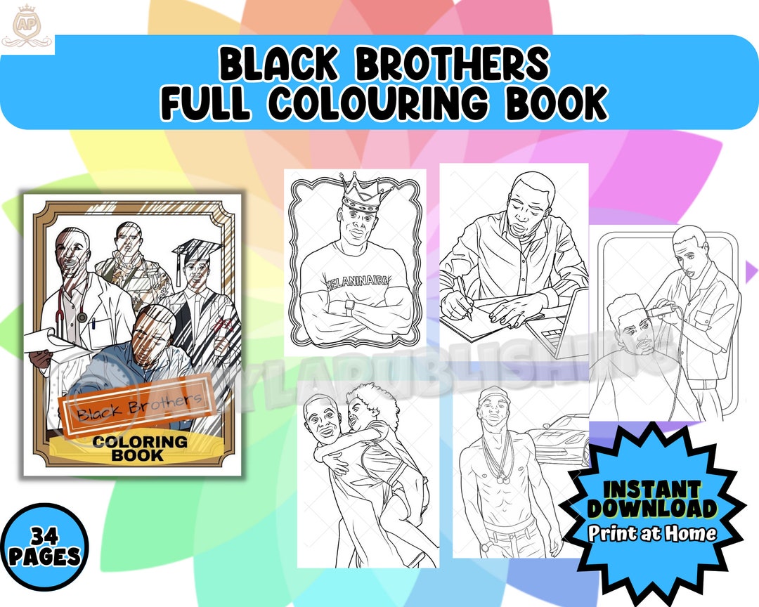 Black Brothers Colouring Book Printable Coloring Page Adult Instant ...