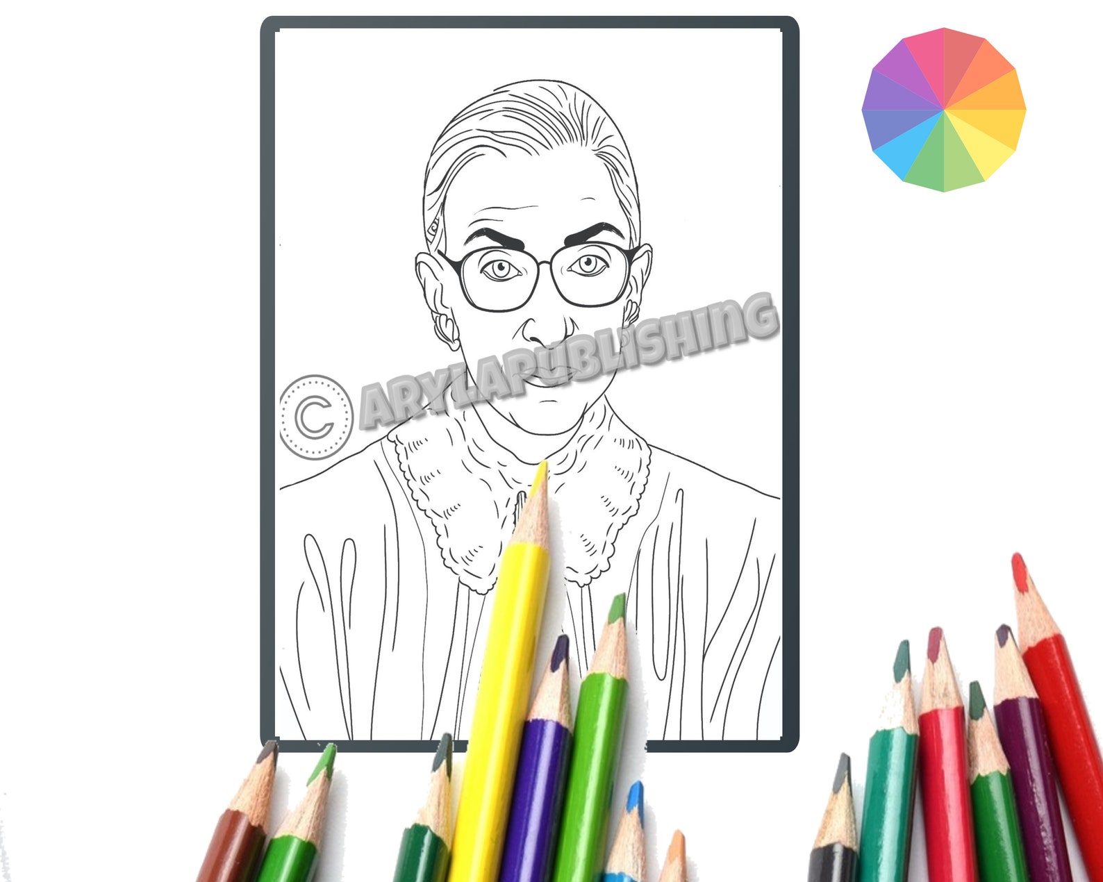 Ruth Bader Ginsburg RBG Coloring Page Printable Colouring Page Adult ...