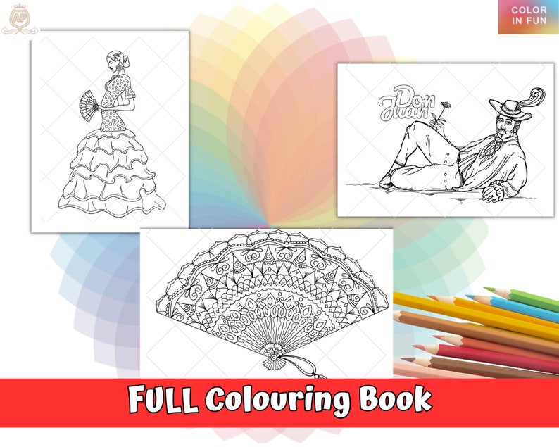 Spain Colouring Book Printable Coloring Page Adult Instant - Etsy