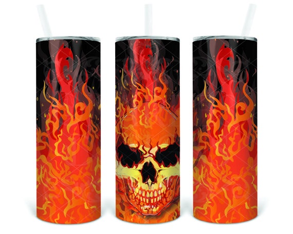Flaming Skull Tumbler Wrap 20oz STR Printable JPG PNG for - Etsy