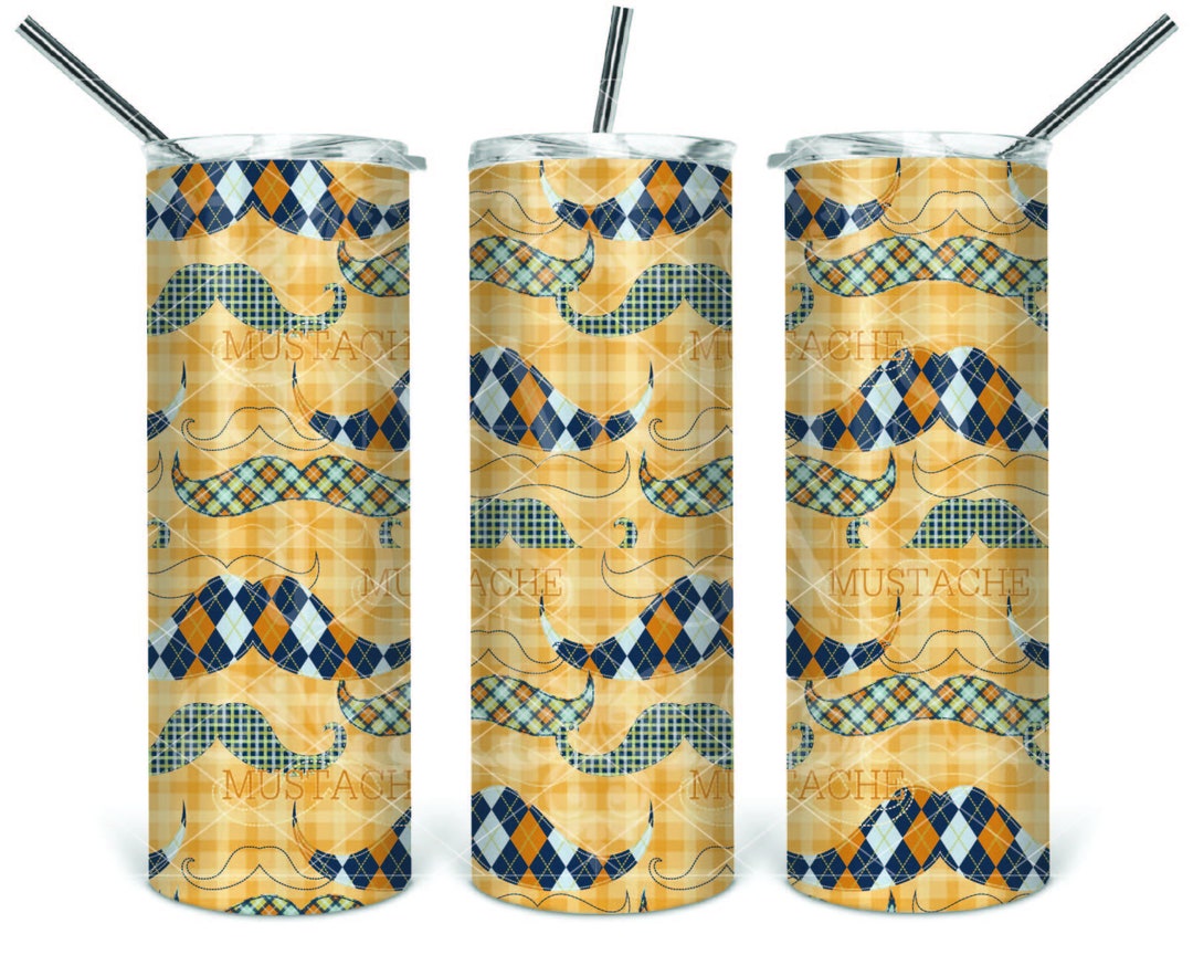 Mustache Tumbler Wrap 20oz STR Printable JPG PNG, Sublimation Design ...
