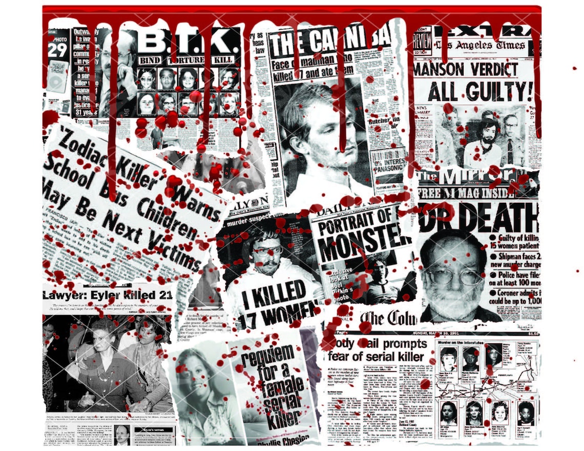 Serial Killers Newspaper Tumbler Wrap 20oz STR Printable - Etsy