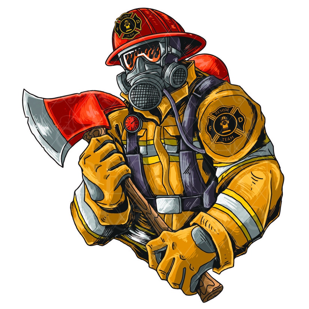 Firefighter Graphic 300 DPI JPG and PNG Perfect for Sublimation ...