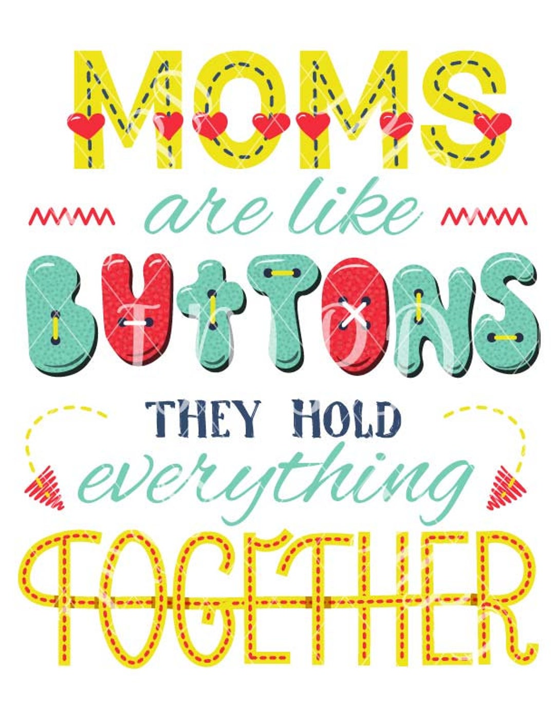 Moms Are Like Buttons Drawing Printable JPG PNG - Etsy