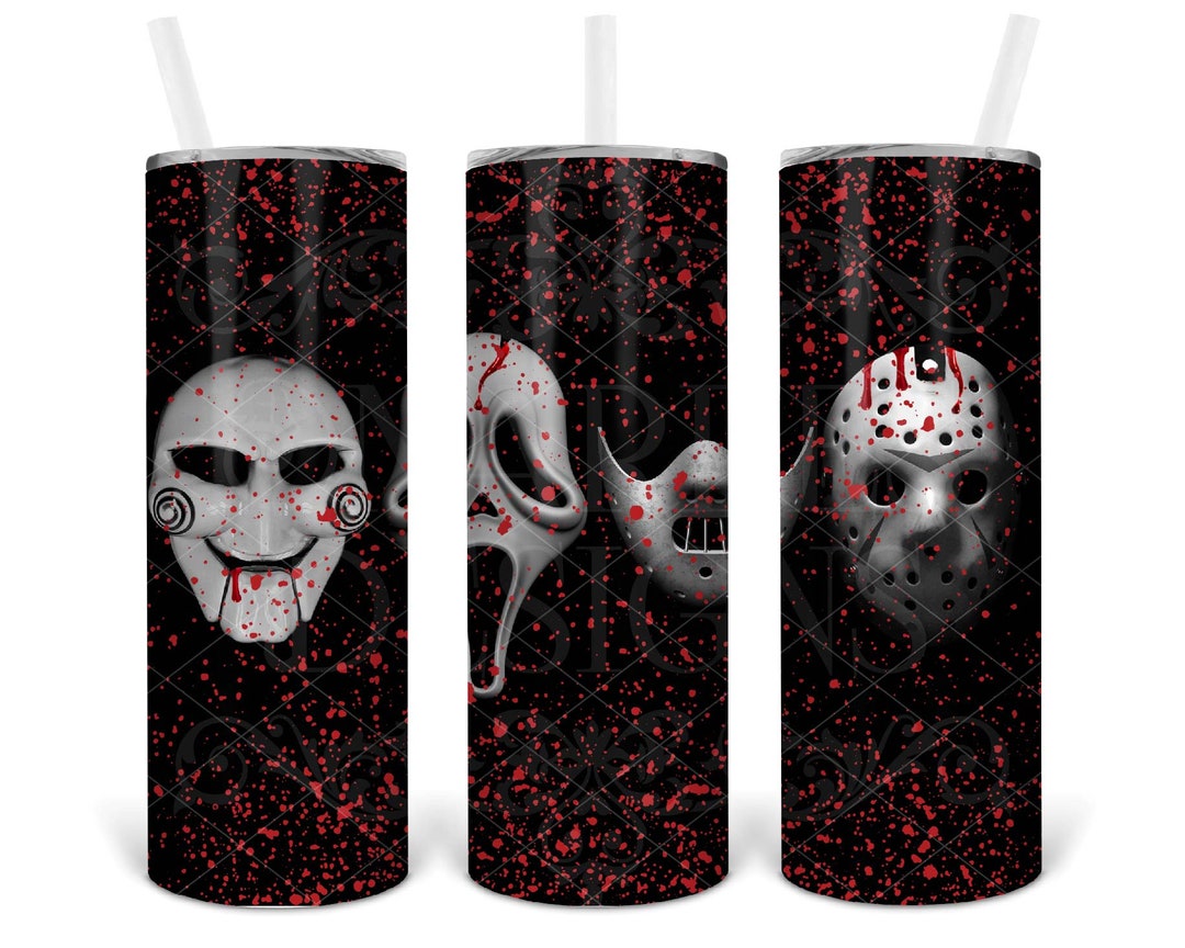 Halloween Horror Masks Tumbler Wrap 20oz STR Printable JPG PNG ...