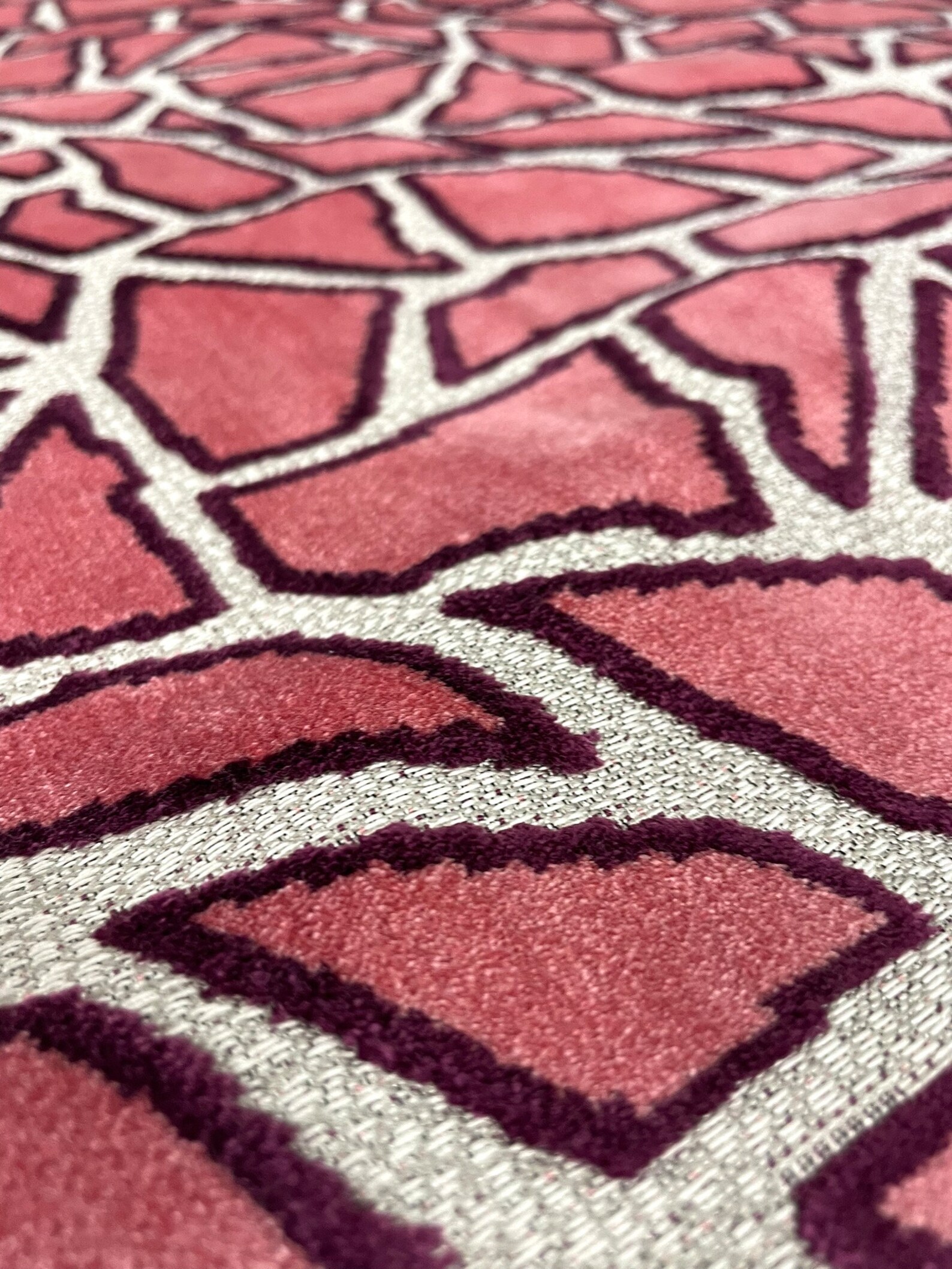 10.25 Yards Victor Thomas Alagos Flamingo Pink BOHO Cut Velvet ...