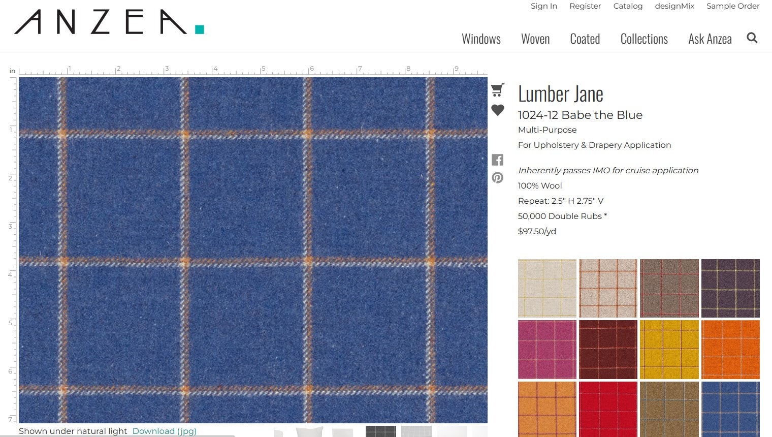 7 Yards Anzea Lumber Jane Babe the Blue Upholstery Fabric - Etsy