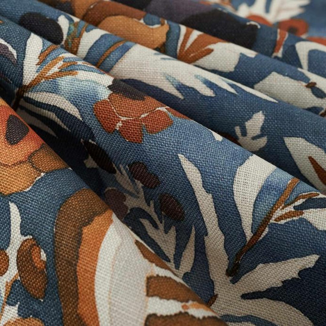 1.13 Yds Stroheim Wild Flowers Blue Ridge Floral Linen Print Multi ...