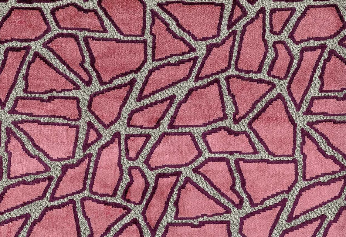 10.25 Yards Victor Thomas Alagos Flamingo Pink BOHO Cut Velvet ...