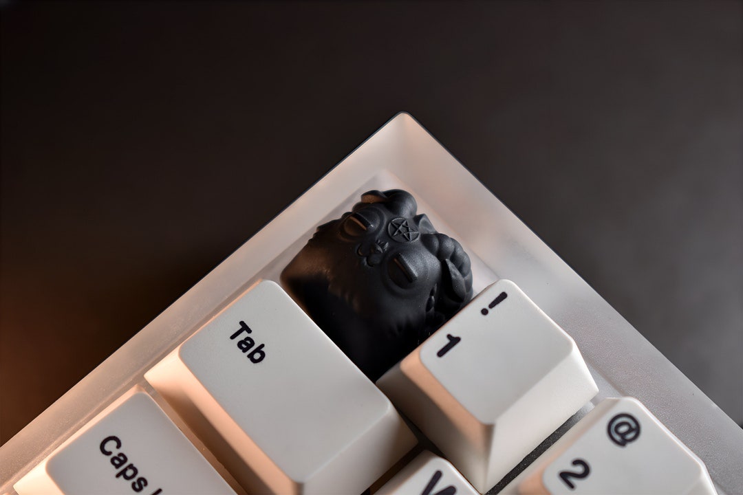 Matte Black Beelzebeth, Satanic Cute Goat Resin Keycap for Mechanical ...