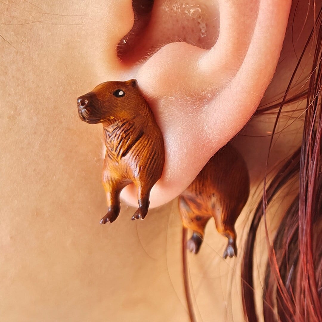 Hand Painted Capybara Earrings - Etsy