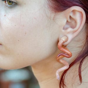 Hand Painted Earthworm Earrings - Etsy