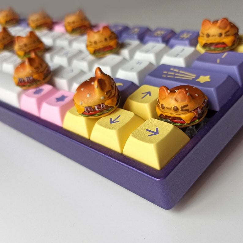 Cute Cat Hamburger Resin Keycap V2 for Mechanical Keyboards - Etsy