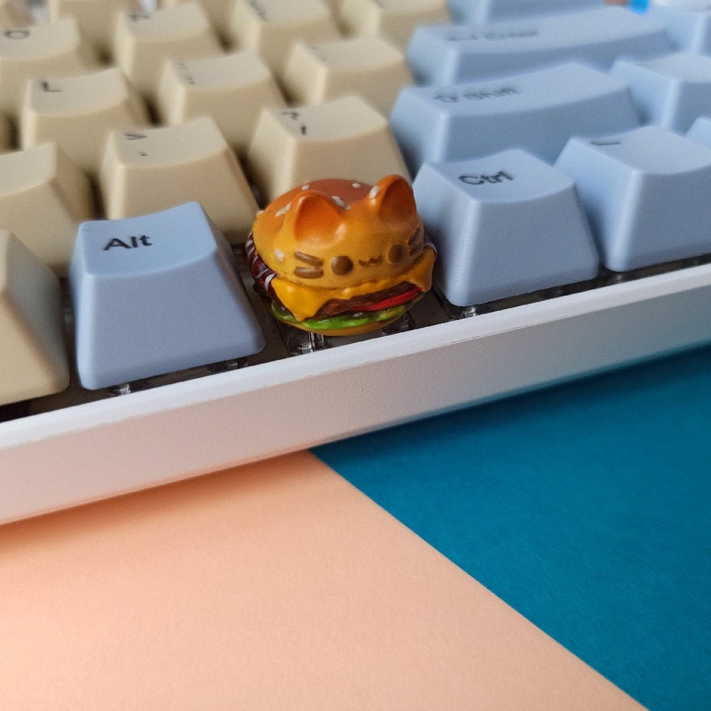 Cute Cat Hamburger Resin Keycap V2 for Mechanical Keyboards - Etsy