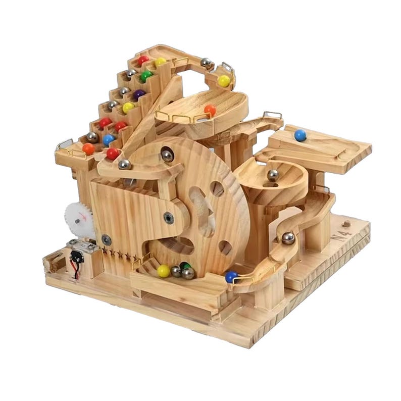 Wooden Marble Race Track Perpetual Motion Machine Tray Kit Kinetic ...