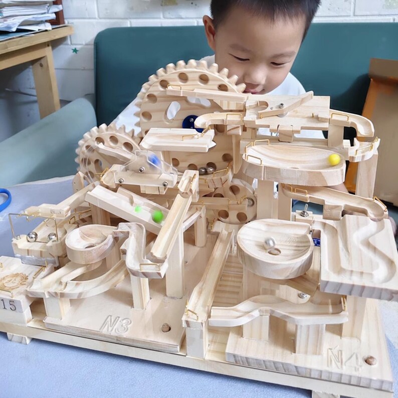 Marble Run Trace Wooden Puzzles Set Kit Marble Machine Run Kinetic ...