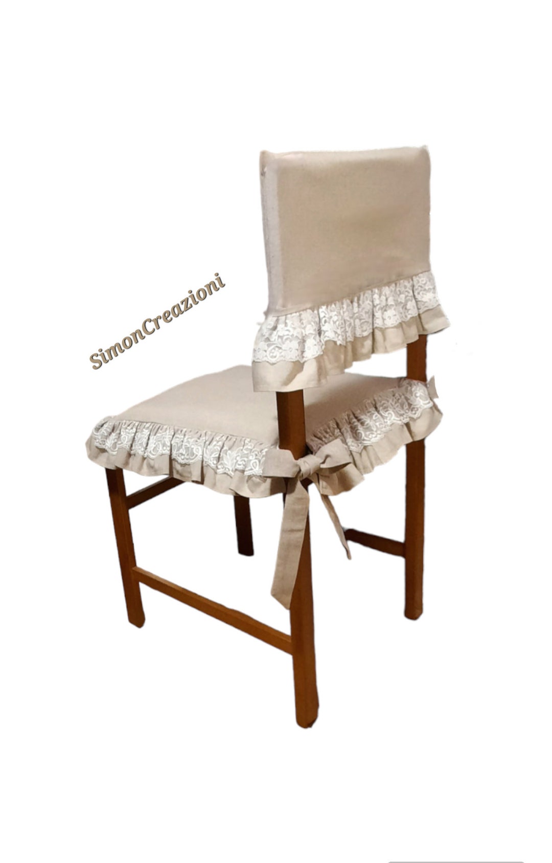 Housse de dossier de chaise et coussin de chaise coordonnés à volants ...