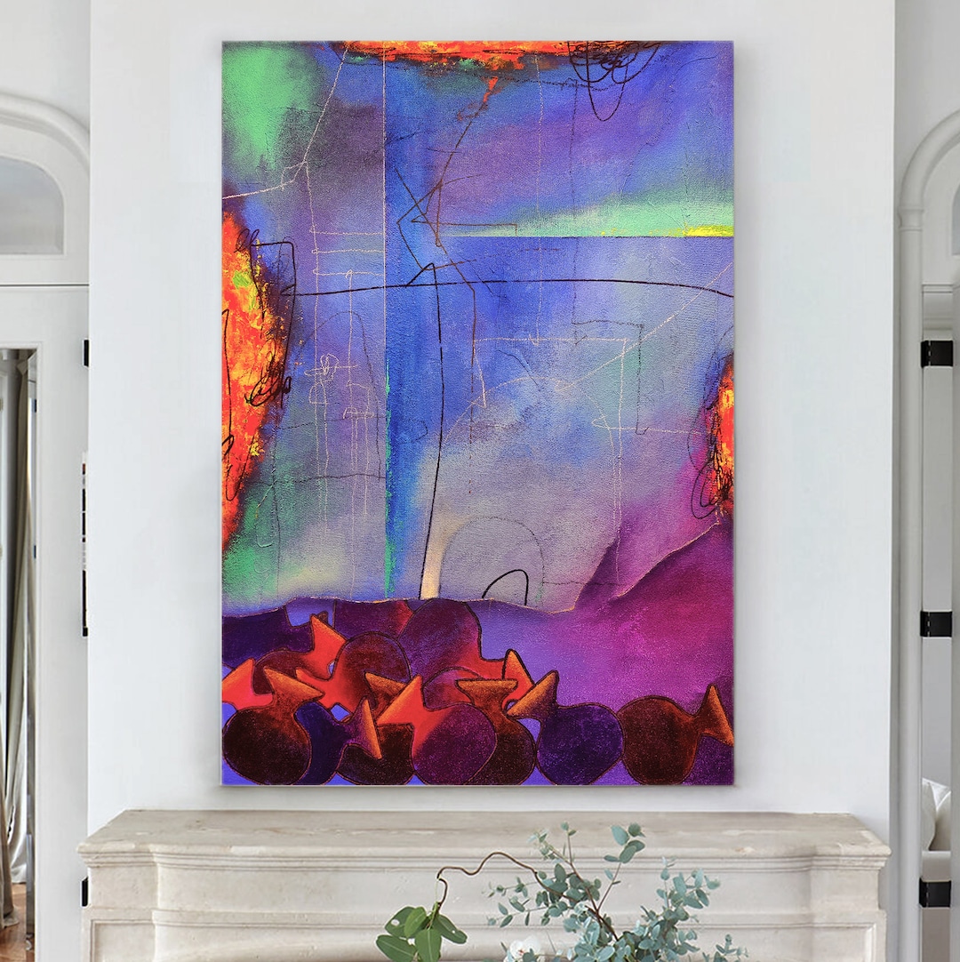 Original Abstract Painting: Large Modern Canvas Wall Art, Peruvian Art ...