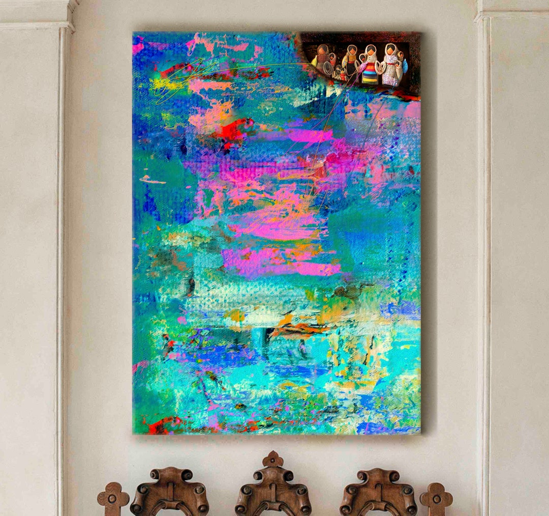 Original Abstract Painting: Large Contemporary Wall Art, Peruvian Style ...