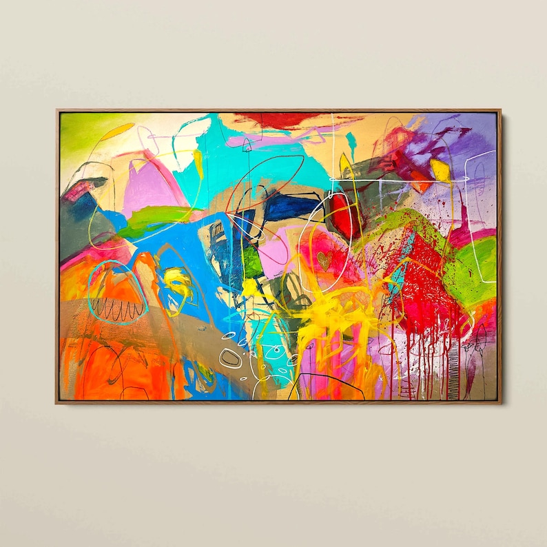 Original Abstract Painting: Vibrant Modern Wall Art on Canvas (80x120cm ...