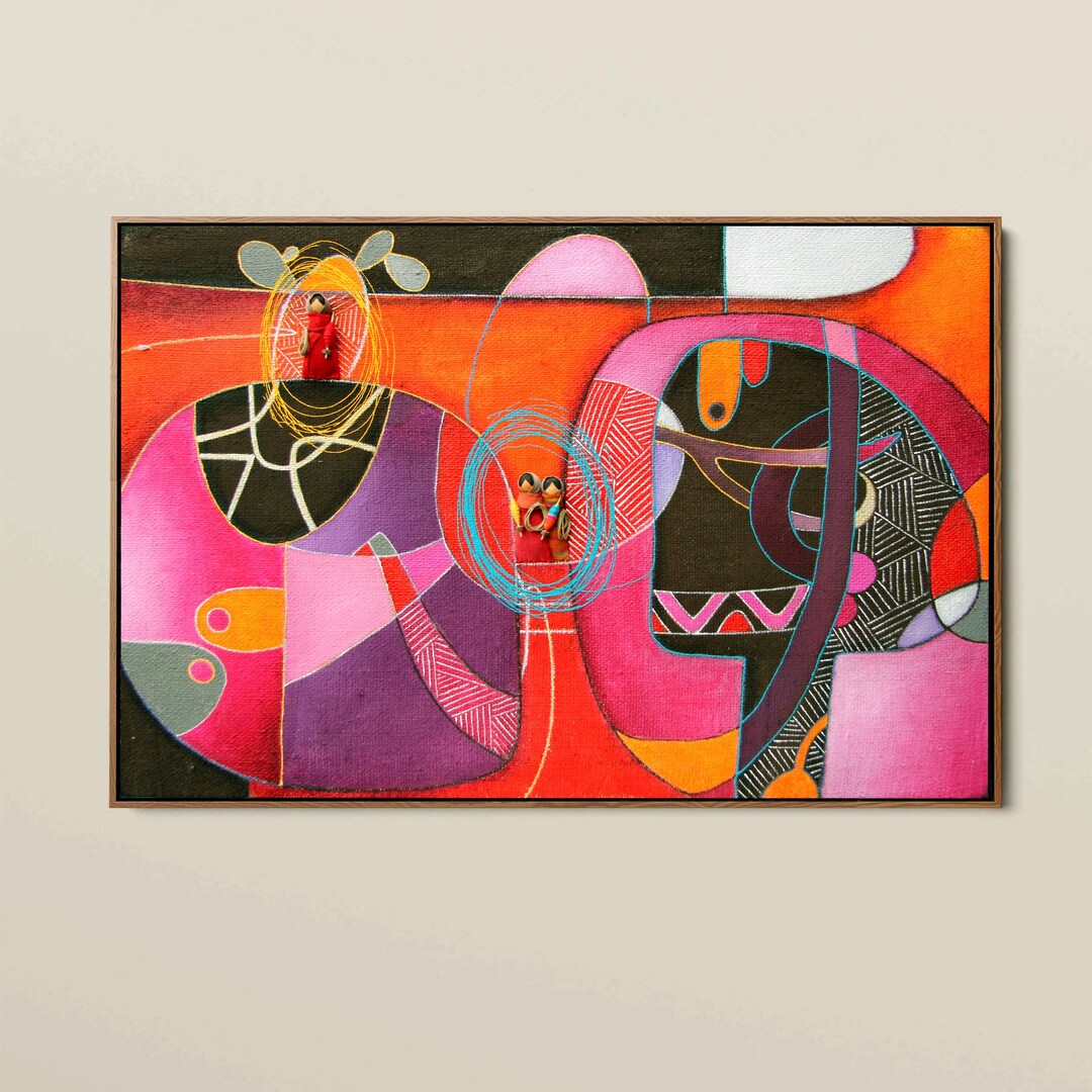 Large Figurative Painting: Modern Peruvian Art on Canvas (31.4x47.2in ...