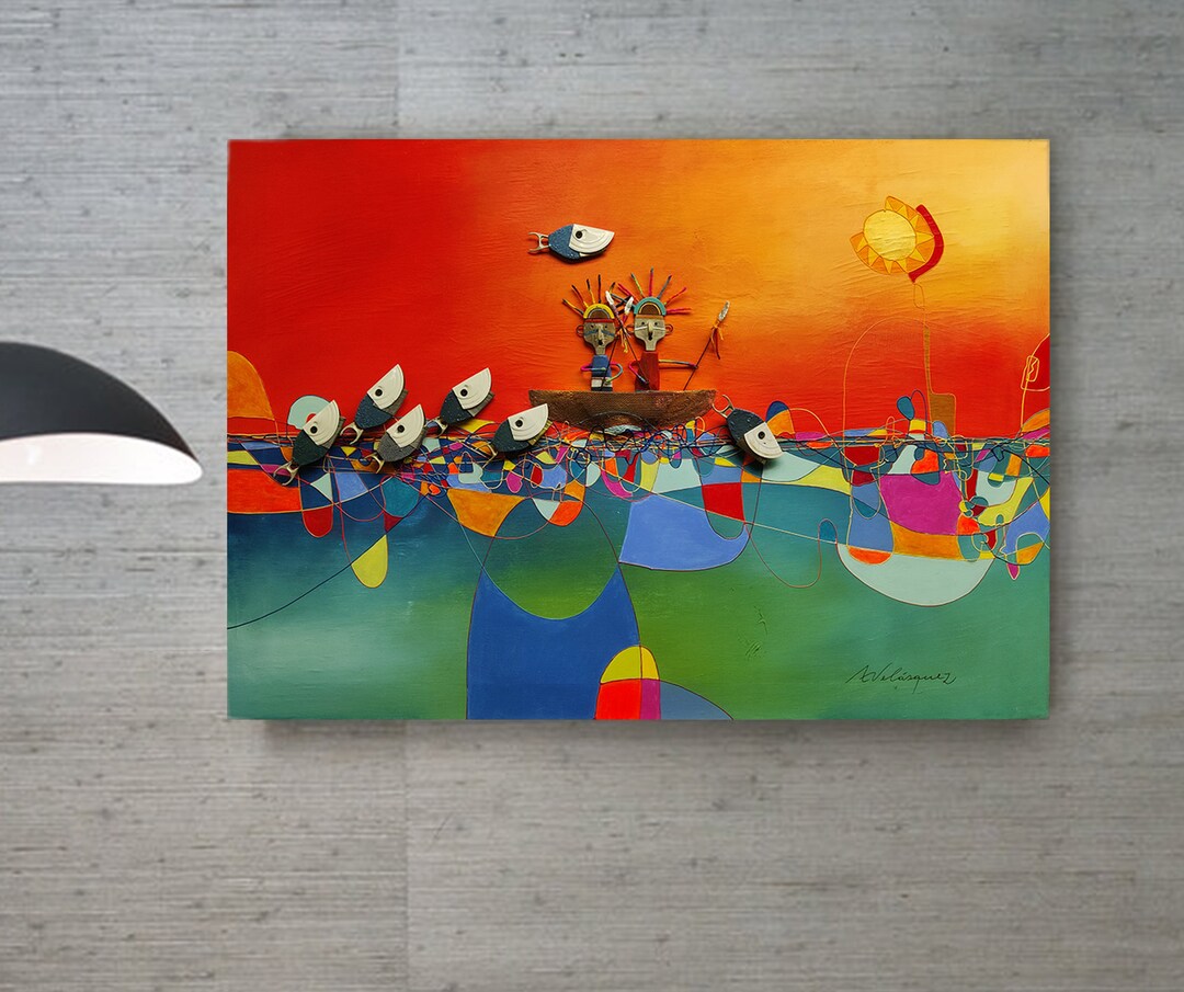 Original Abstract Painting: Peruvian Modern Art on Canvas (27.6x39.5 ...