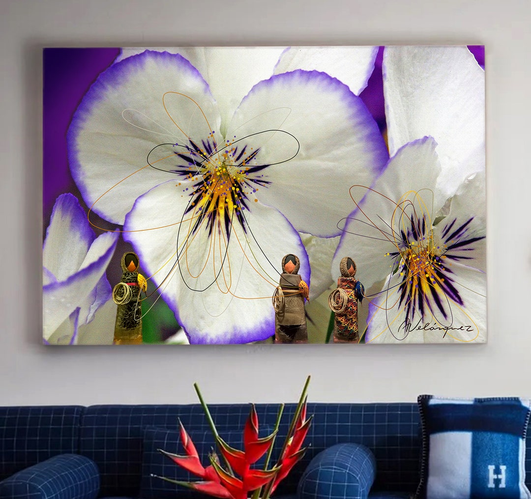 Original Floral Abstract Painting: Contemporary Peruvian Art, 31.5x47 ...