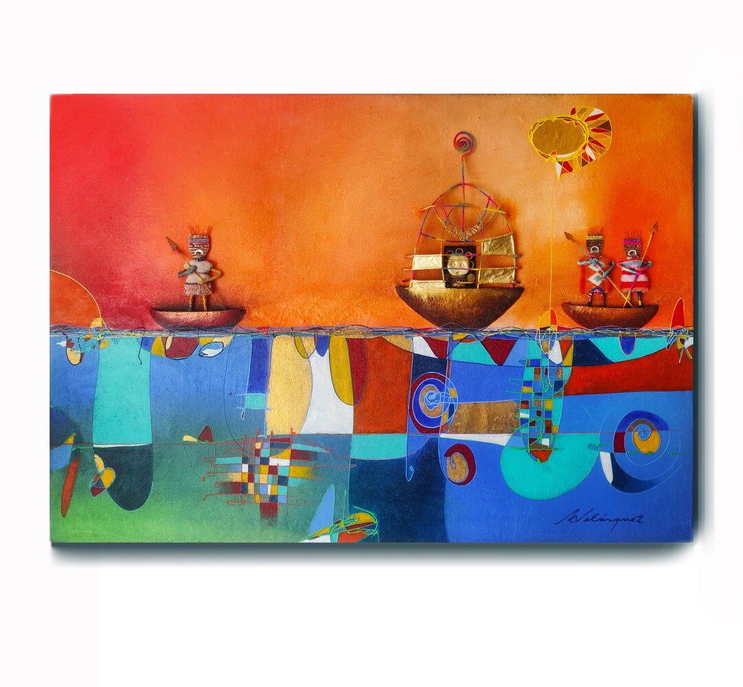 Original Abstract Painting: Peruvian Art on Canvas (31.5 X 47.2in) - Etsy