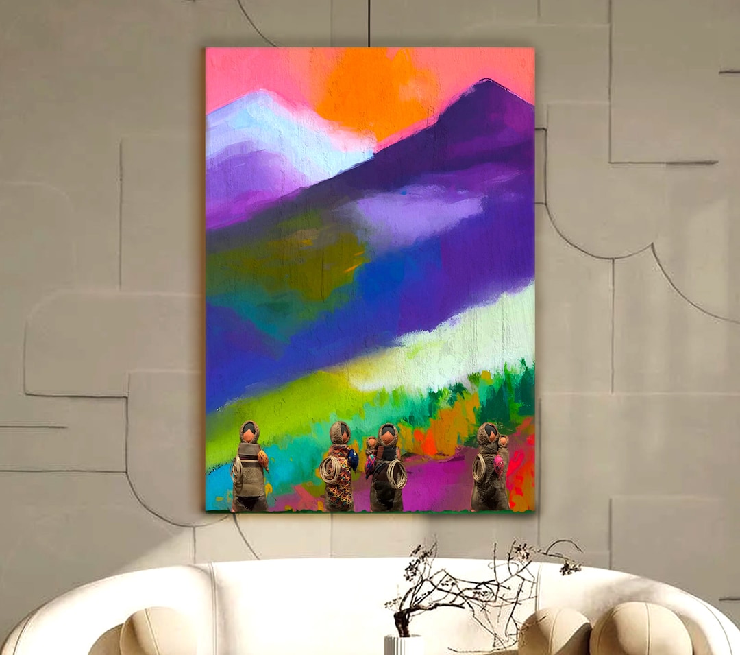 Abstract Mountain Painting: Large Contemporary Wall Art, Peruvian Style ...