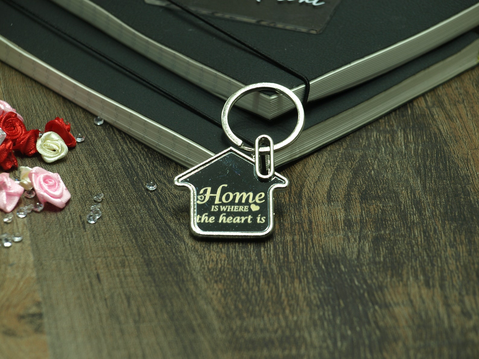 Personalised House shape keyring with any logo name text many - Etsy ...
