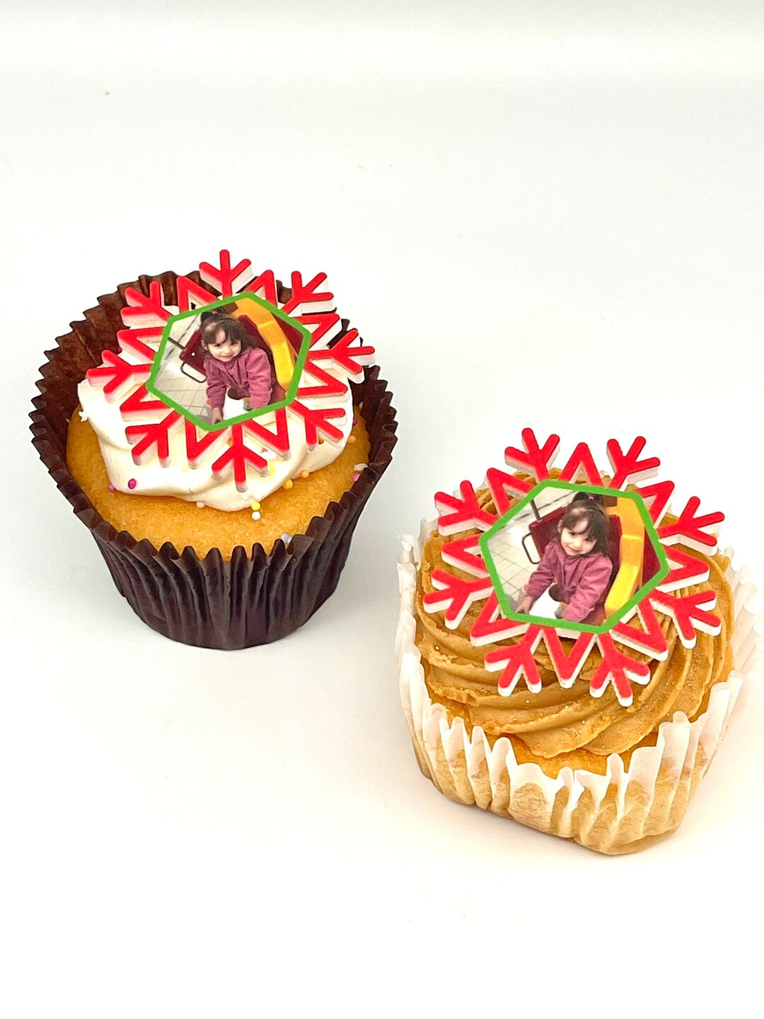 Cupcake Topper Personalised With Photo Acrylic Snowflake Topper Discs ...