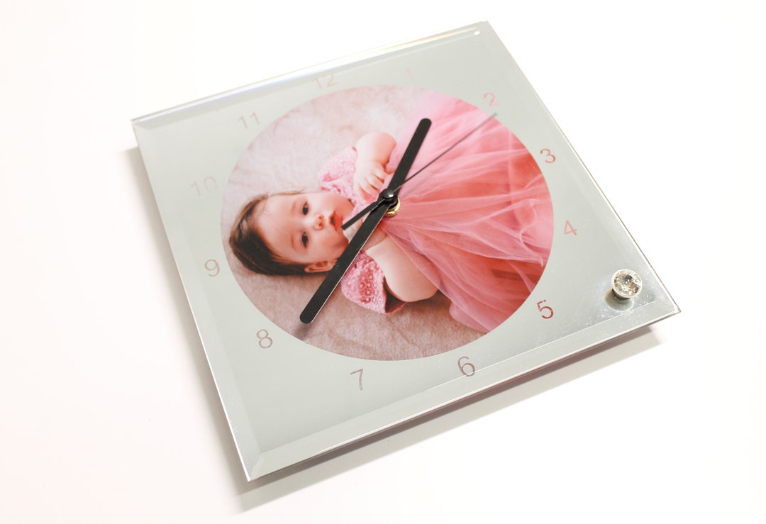 Personalised Photo Clock With Any Custom Photo Gift Glass Mirror Clock ...