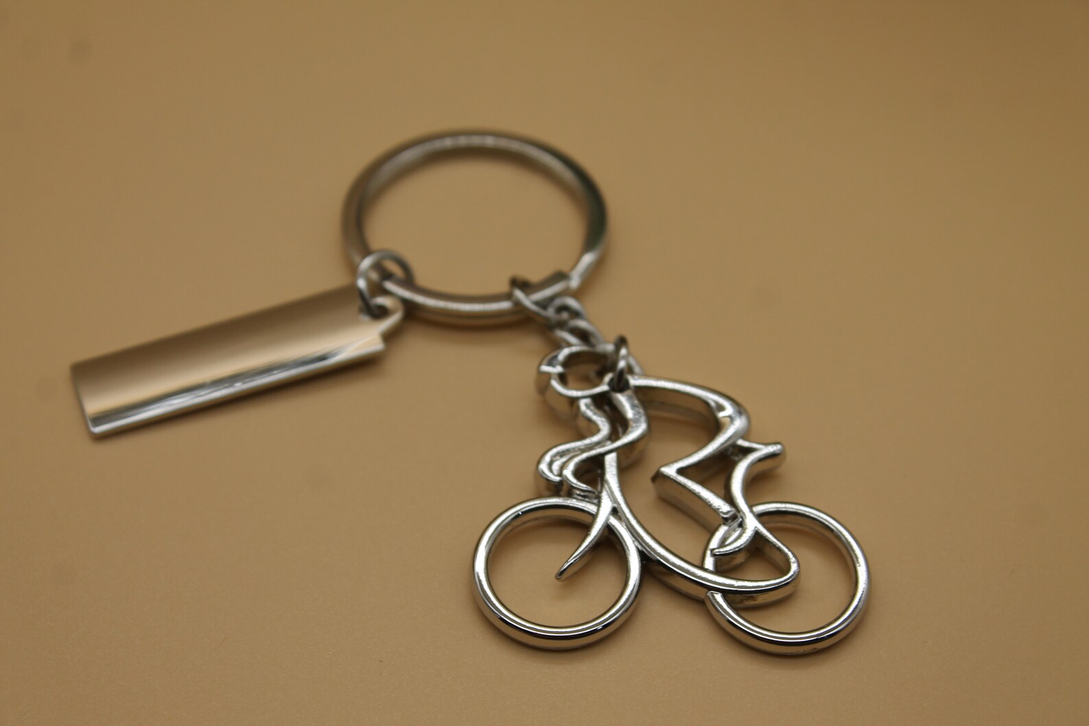 Cyclist With Bicycle Keyring Engraved With Any Name Logo Text Christmas ...