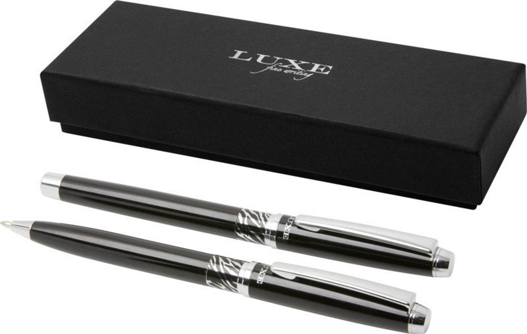 Engraved Luxury Black Ballpoint Pen and Rollerball Pen Set. Premium ...