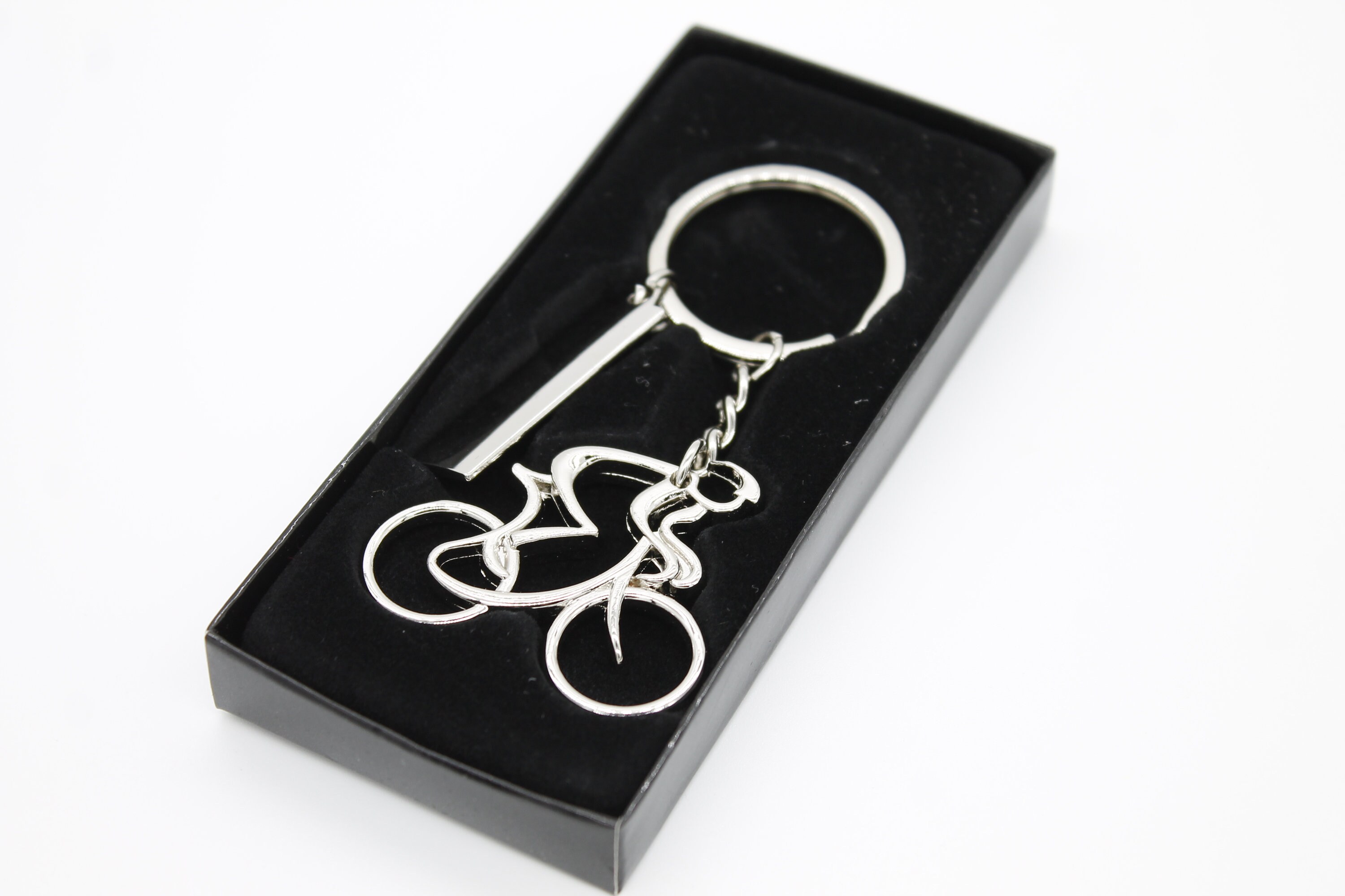 Cyclist With Bicycle Keyring Engraved With Any Name Logo Text Christmas ...